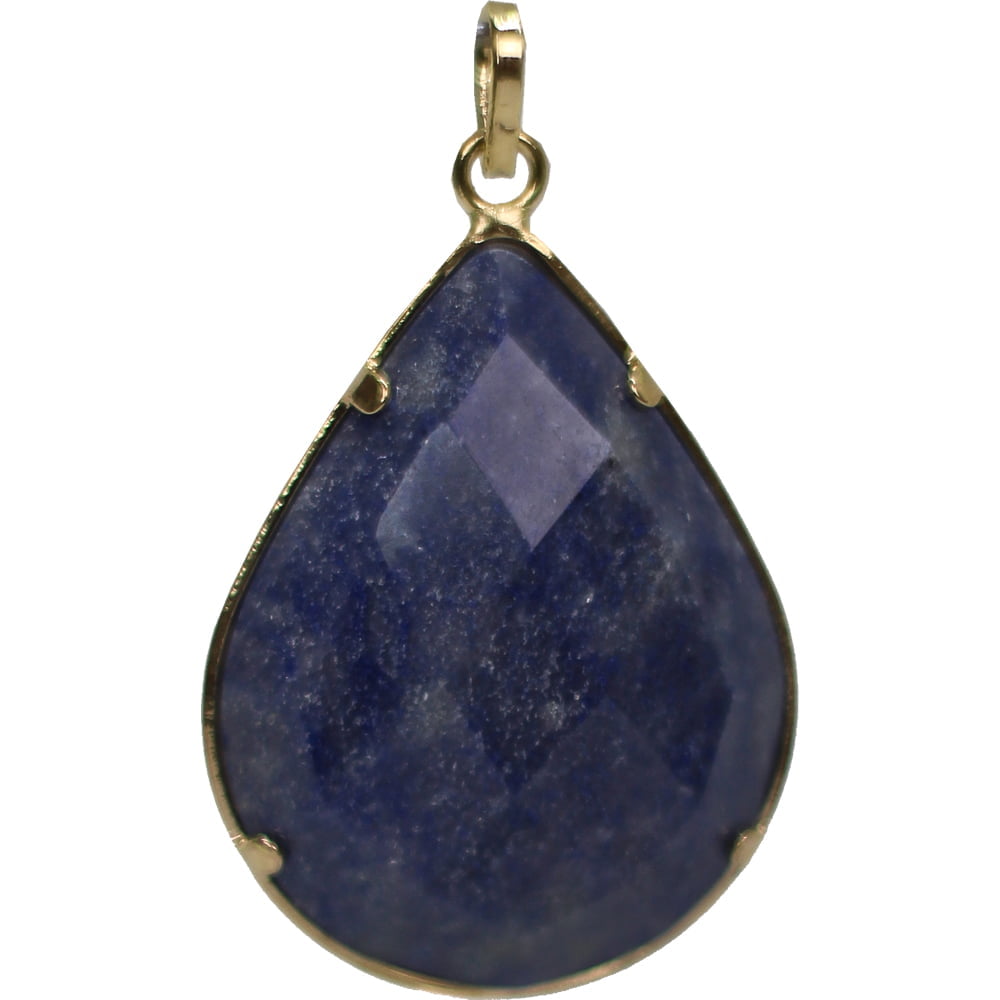 Pingente Quartzo Azul Gota Dourado Facetado - HELENA CRISTAIS
